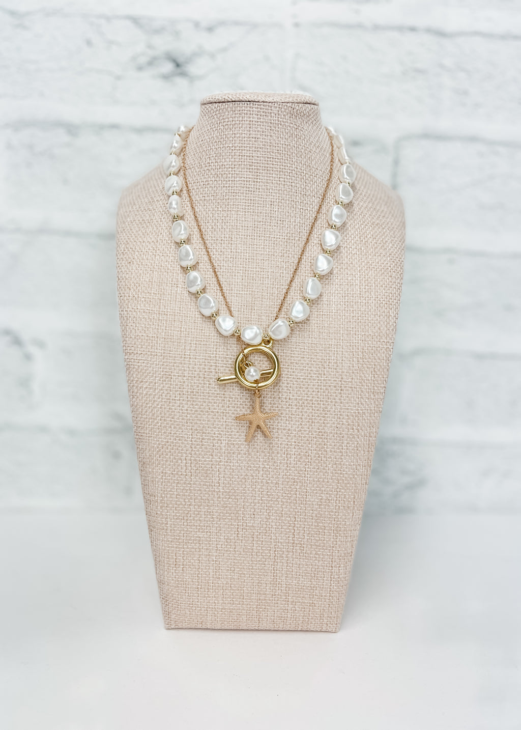 Starfish Pearl Bead Toggle Clasp Layered Necklace – Ellis Mercantile ...